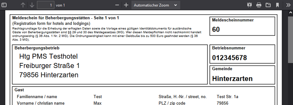 Meldeschein drucken (inkl. KONUS Card) – Hochschwarzwald